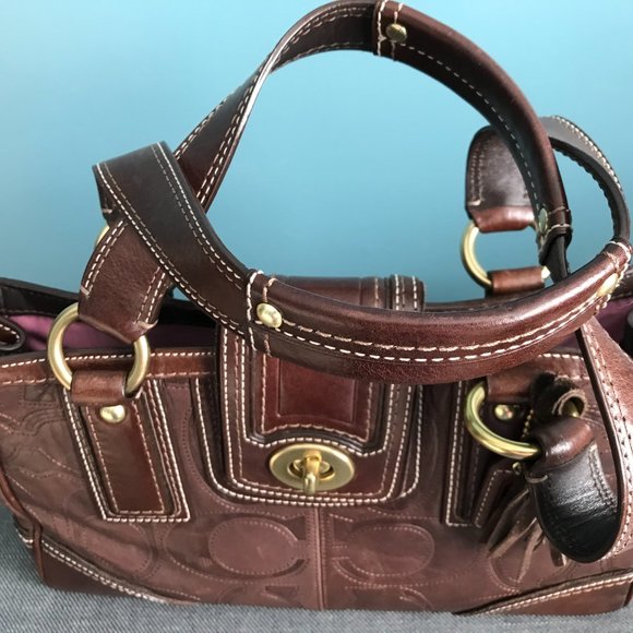 Coach | Bags | Coach Hamptons E7931330 Chocolate Brown Leather Satchel ...